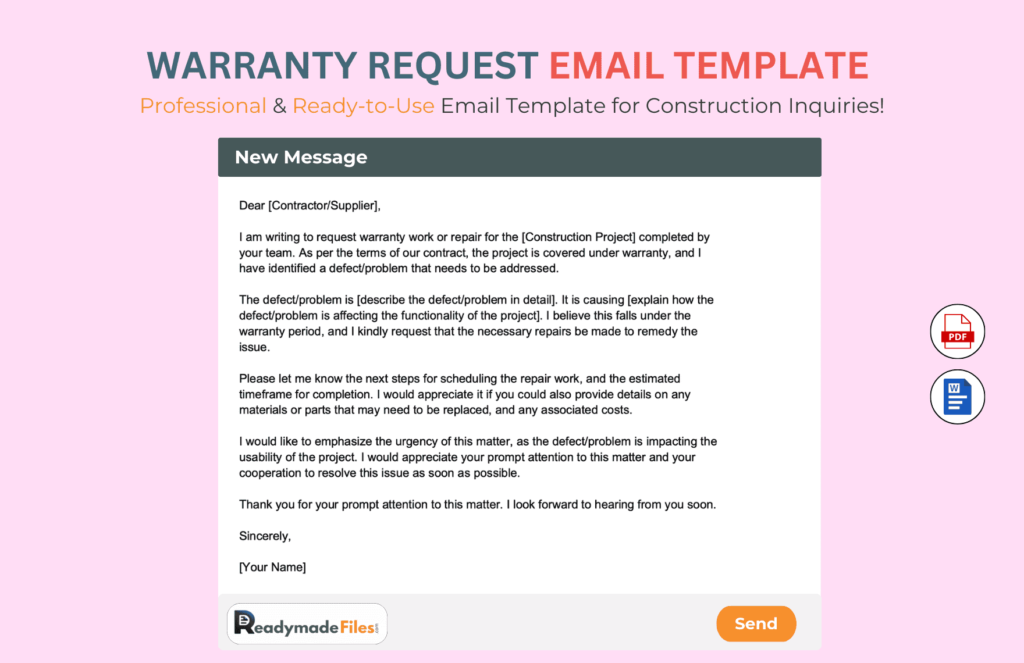 Request For Inspection Email Template For Construction - Readymade Files