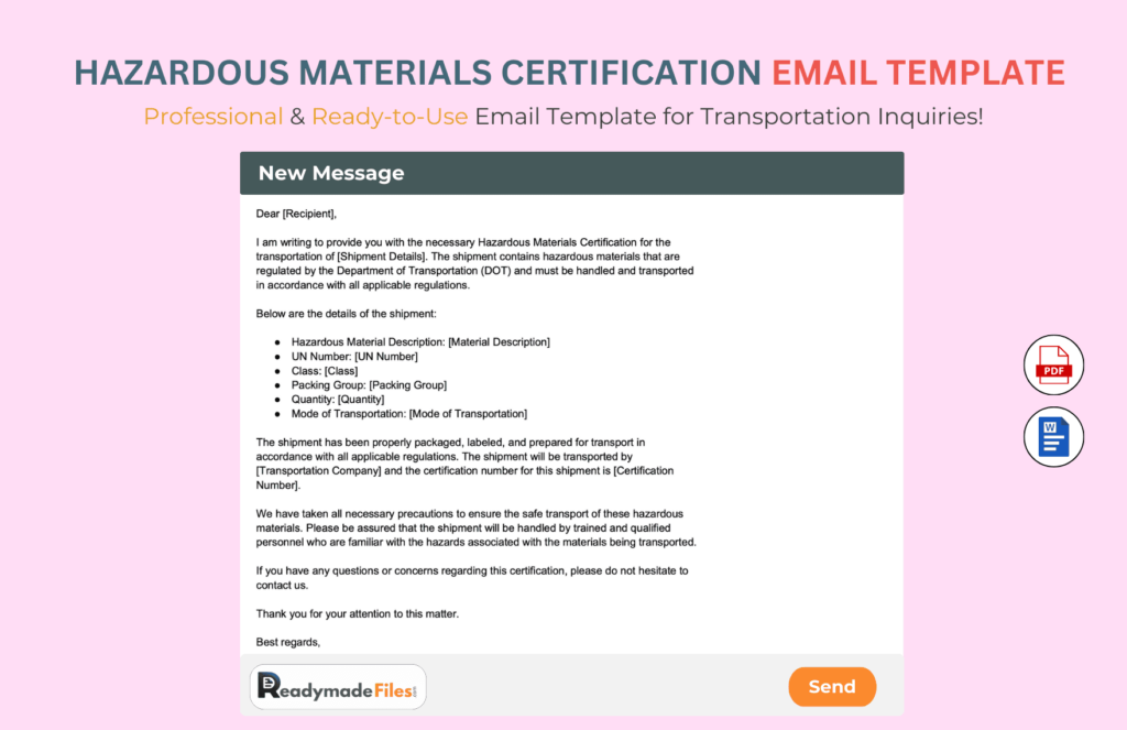 Hazardous Materials Certification Email Template For Transportation ...