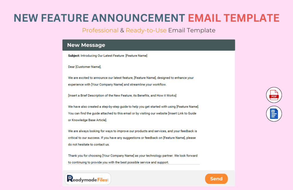 New Feature Announcement Email Template For Tech Company - Readymade Files