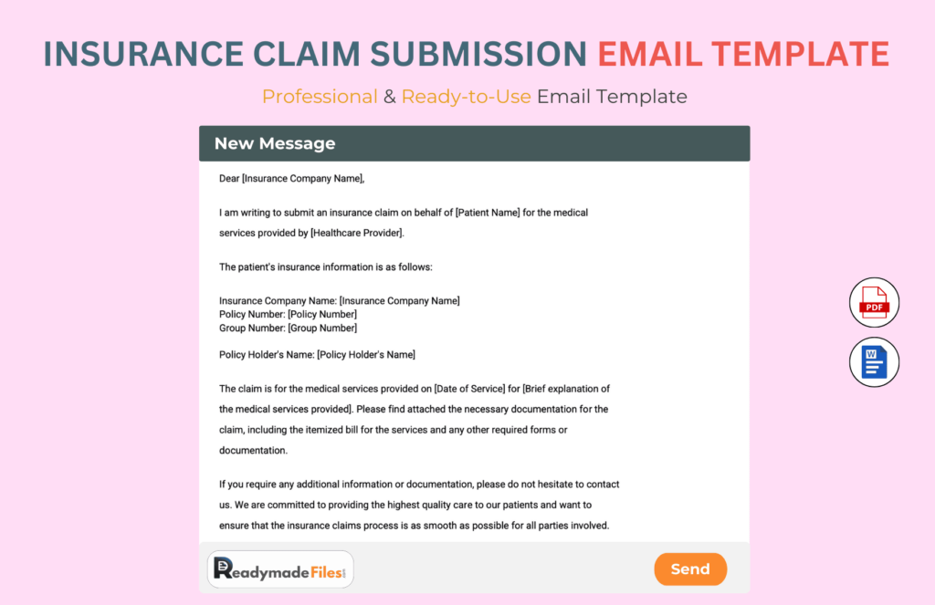 Insurance Claim Submission Email Template For Health Care - Readymade Files