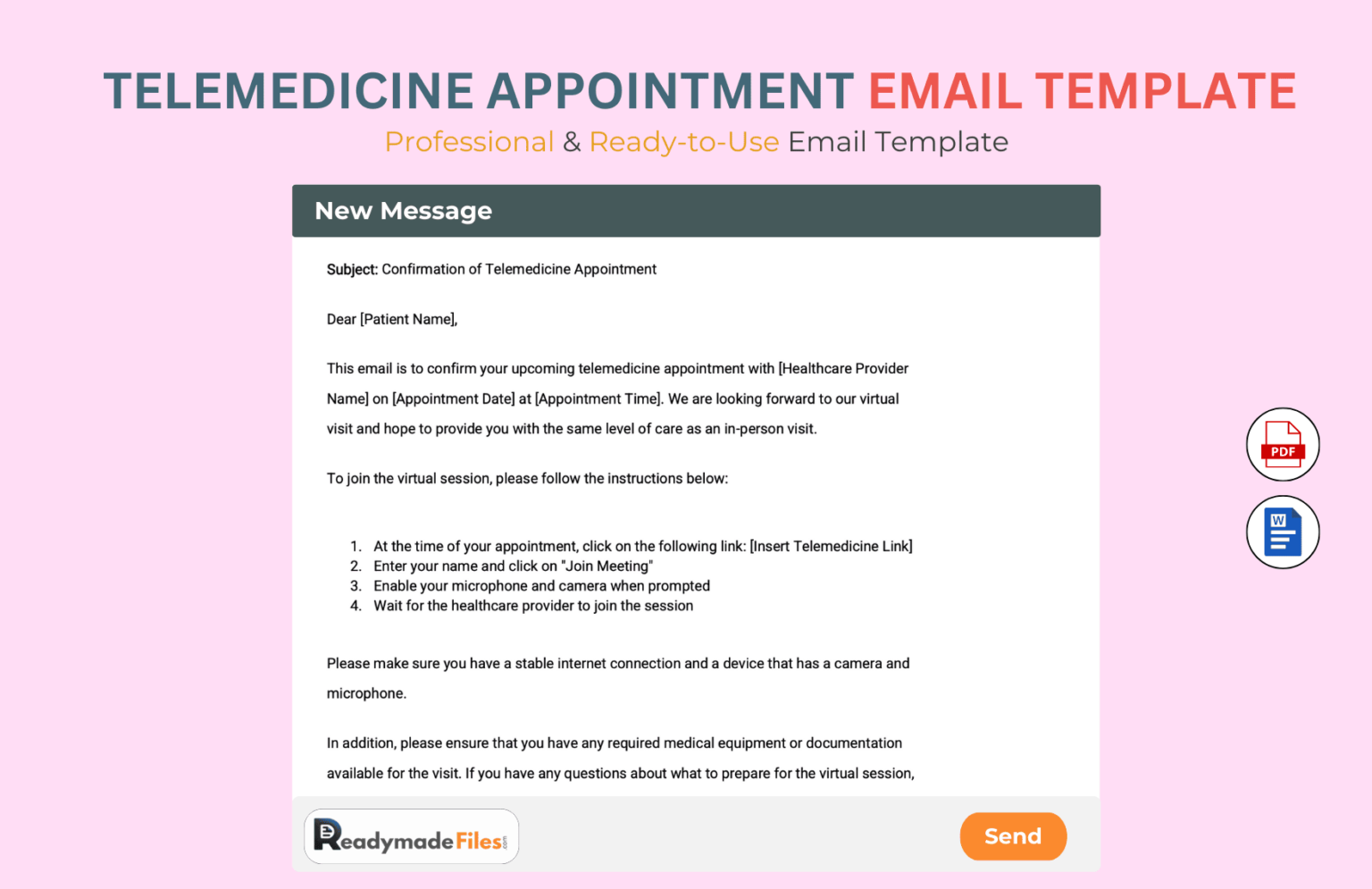 Telemedicine Appointment Confirmation Email Template For Health Care ...